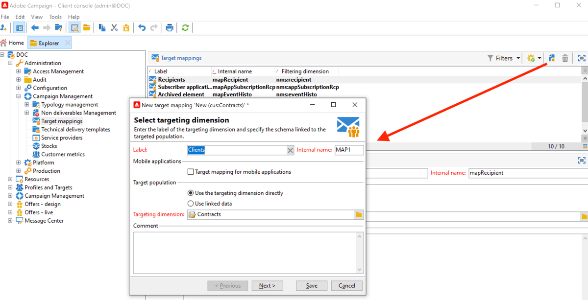 Work with target mappings | Adobe Campaign