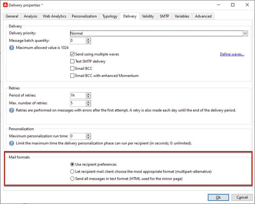 Email parameters in Adobe Campaign | Adobe Campaign