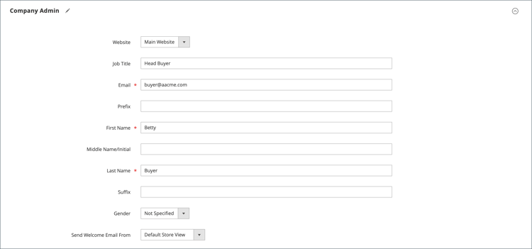 Create a company account | Adobe Commerce