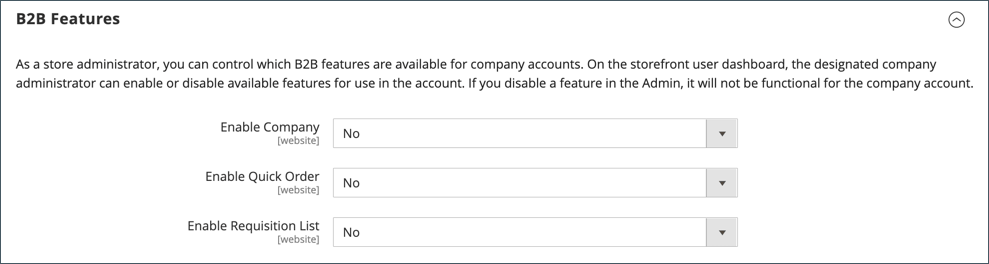 Enable B2B features | Adobe Commerce