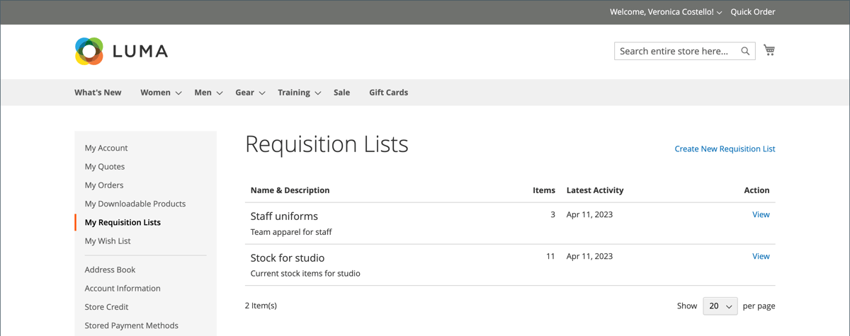My Requisition Lists | Adobe Commerce