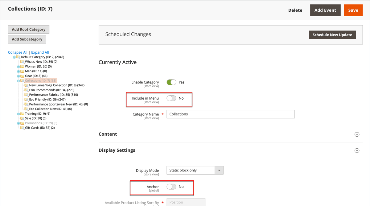 Hidden categories | Adobe Commerce