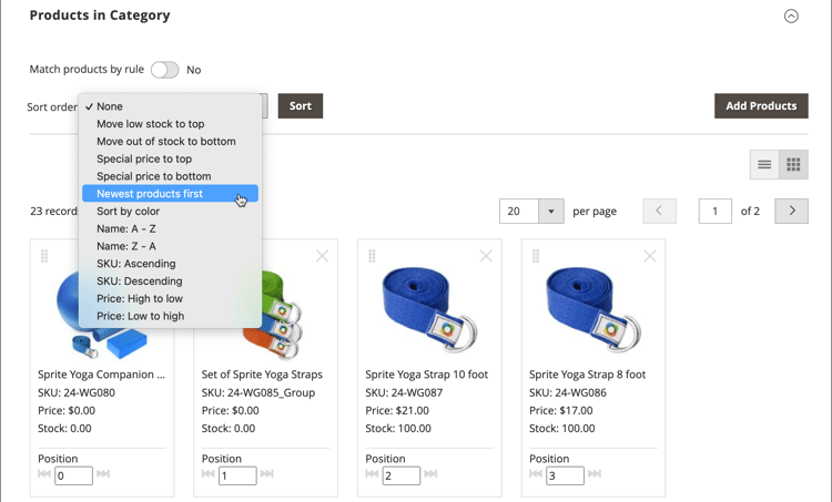 Sort category products | Adobe Commerce