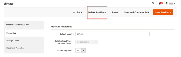 Create and delete product attributes | Adobe Commerce