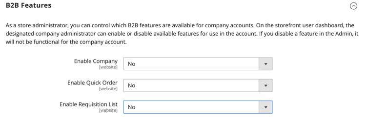 General > B2B Features | Adobe Commerce