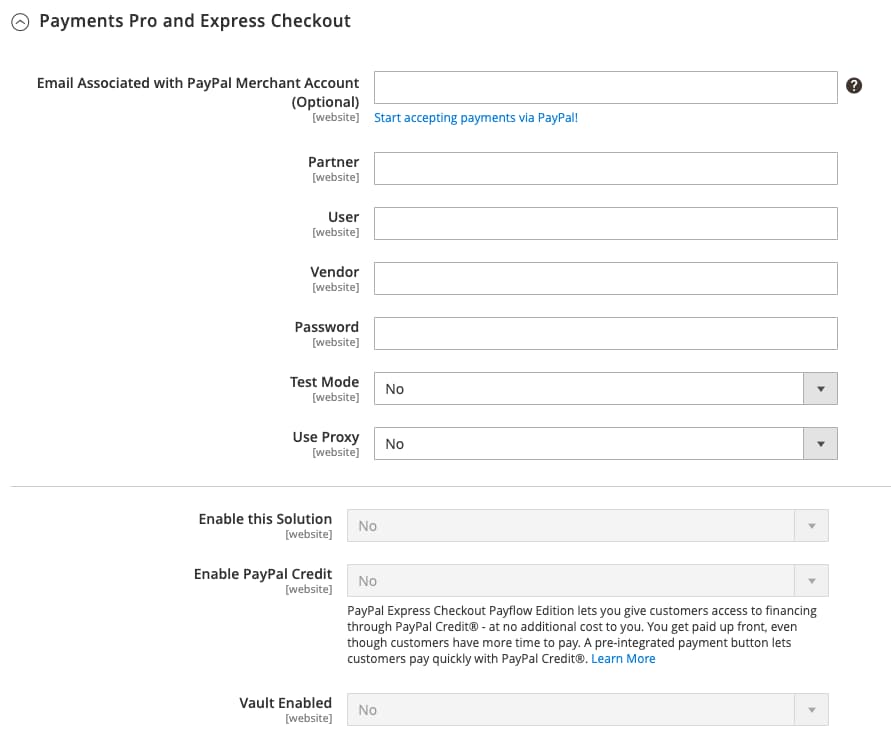 Sales > Payment Methods > PayPal Payments Pro | Adobe Commerce