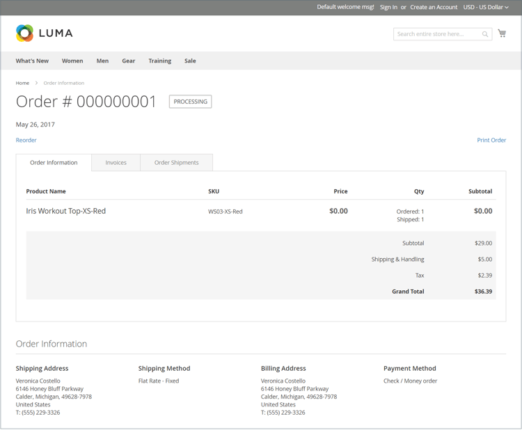 Orders and returns widget | Adobe Commerce