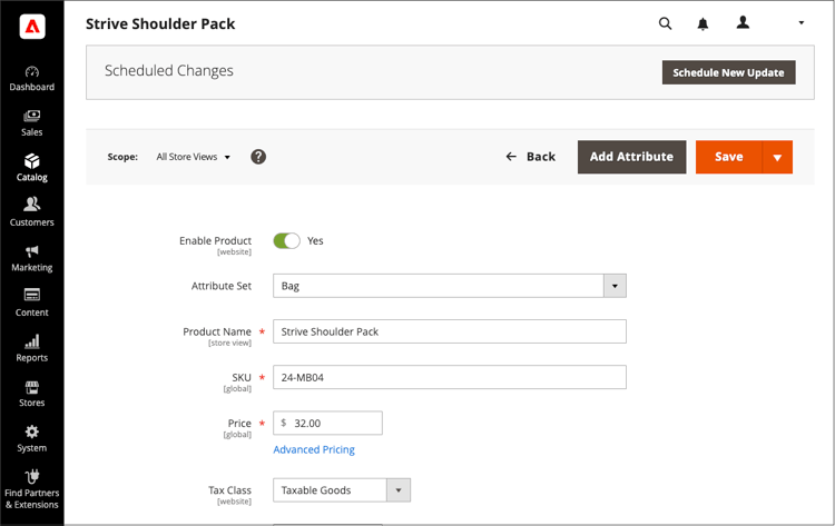 Schedule a content update | Adobe Commerce