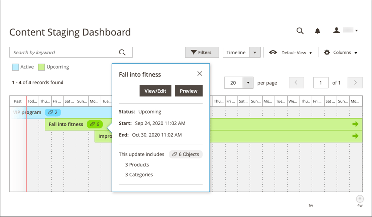 Content staging dashboard | Adobe Commerce