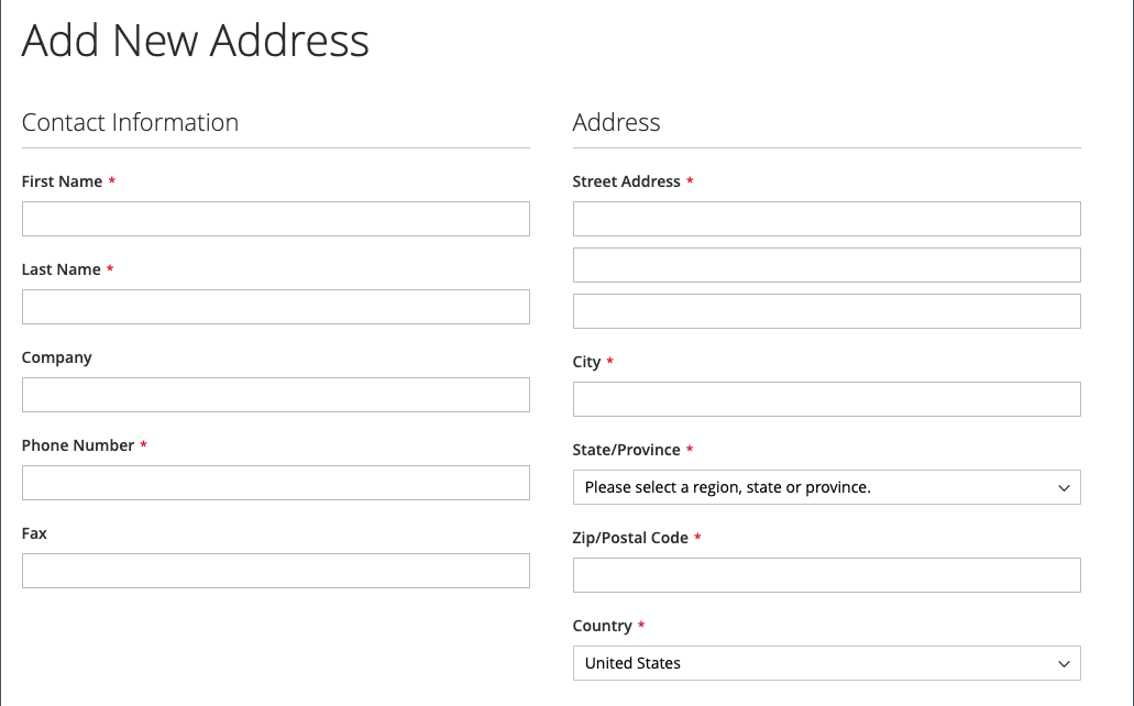 Customer name and address options | Adobe Commerce