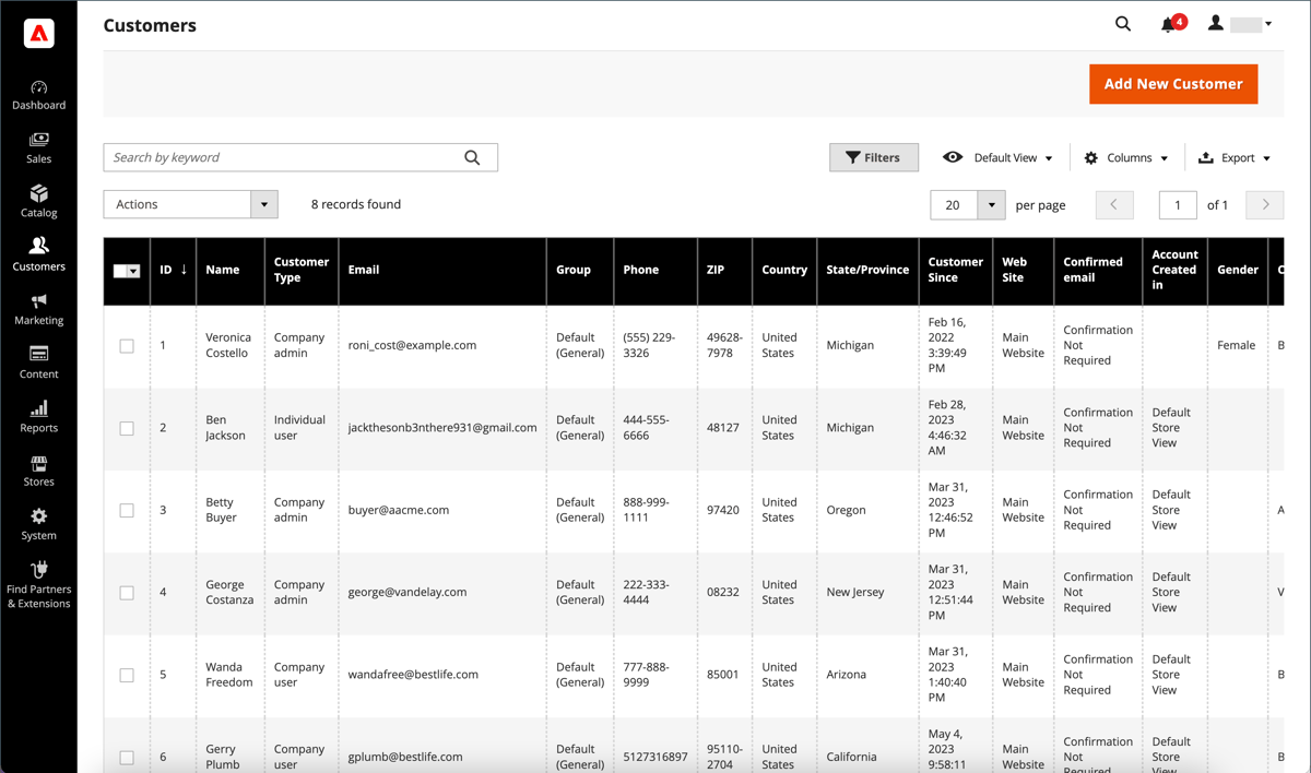 Manage customer accounts | Adobe Commerce