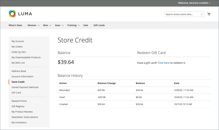 Refunds in the customer account dashboard | Adobe Commerce