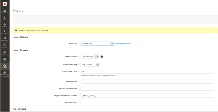 Import and export inventory | Adobe Commerce