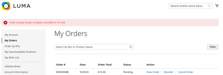 Storefront order management | Adobe Commerce