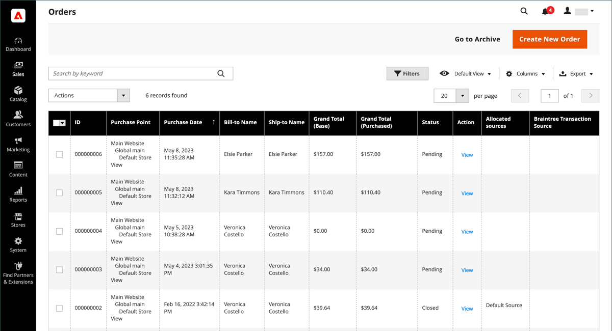 Orders | Adobe Commerce