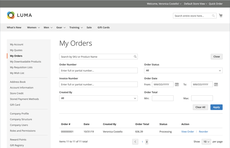 Storefront order management | Adobe Commerce