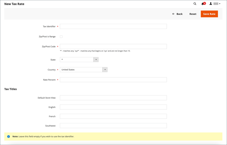 Tax zones and rates | Adobe Commerce