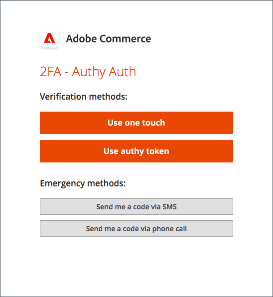 Two-factor authentication setup for user accounts | Adobe Commerce