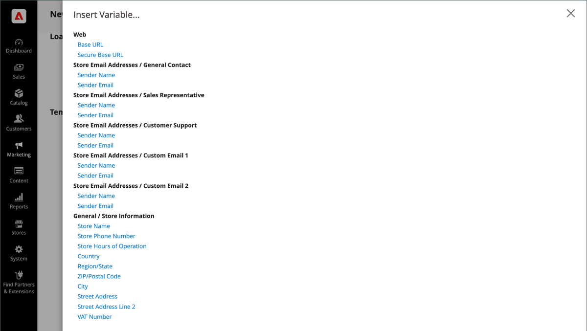 Use predefined variables | Adobe Commerce