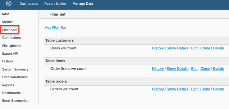 Create filter sets for metrics | Adobe Commerce