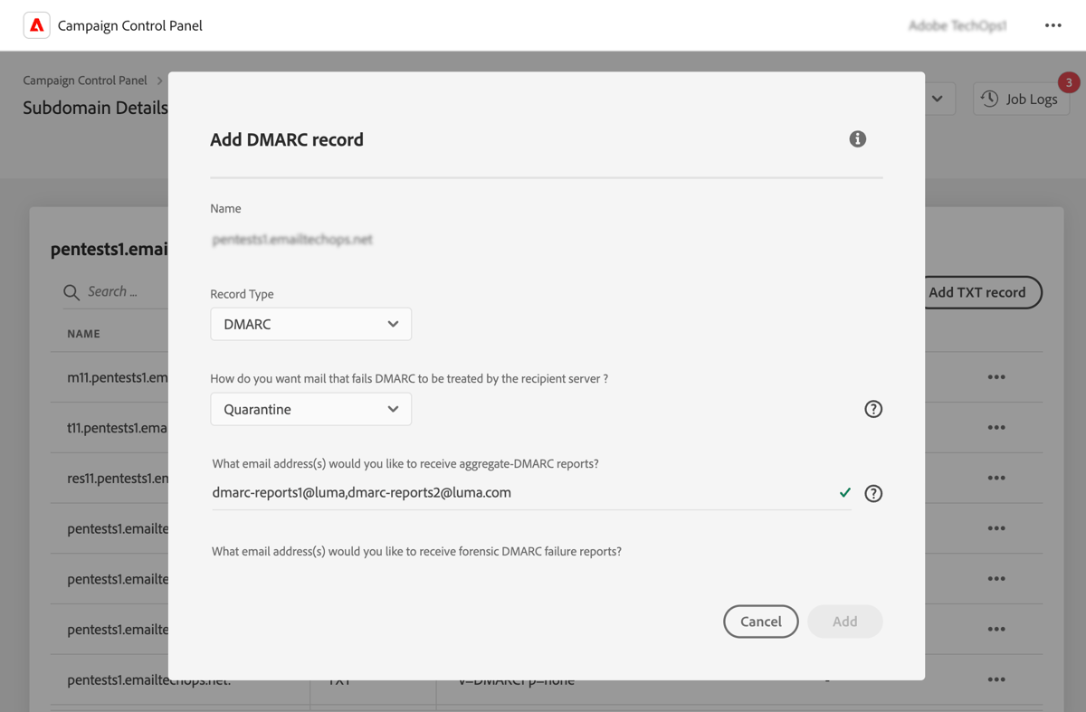 Add Dmarc Records Adobe Campaign
