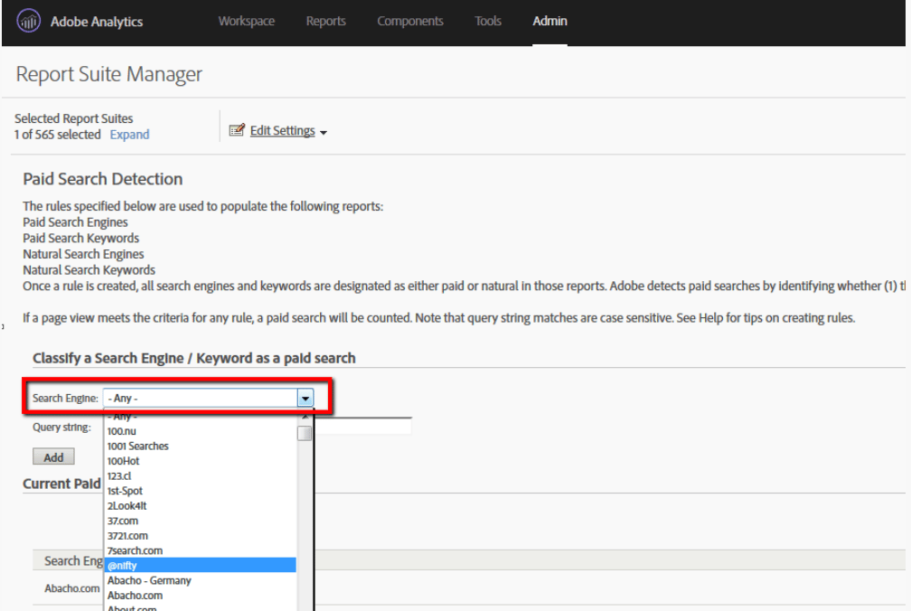 How can I get the list of Search Engines recognized by Adobe Analytics ...