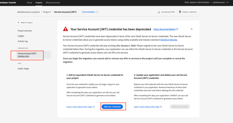Steps to Migrate Credentials from JWT to OAuth Server-to-Server | Adobe Audience Manager