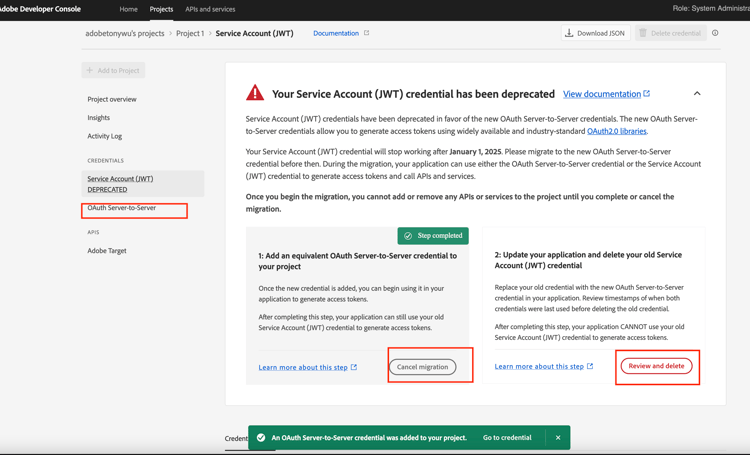 Steps to Migrate Credentials from JWT to OAuth Server-to-Server | Adobe ...