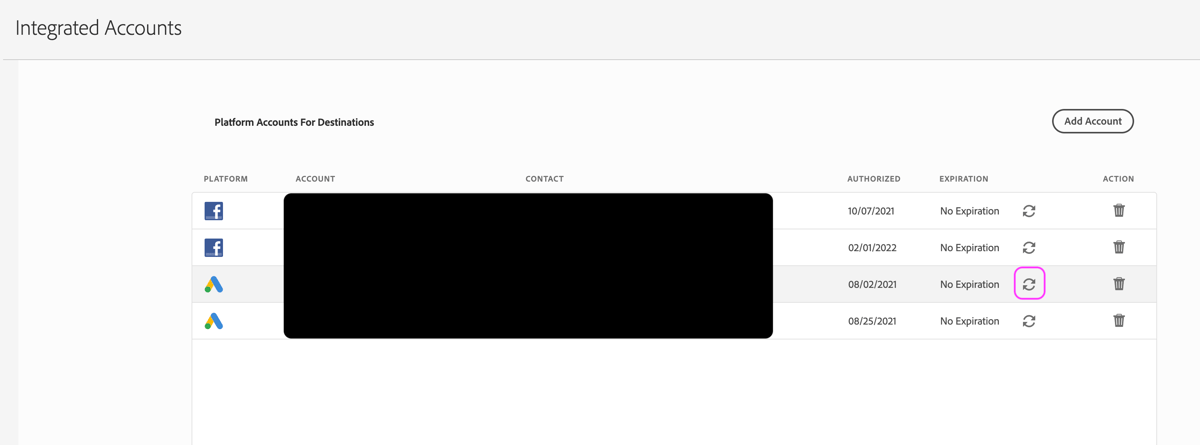 How to refresh integrated account credentials? | Adobe Audience Manager