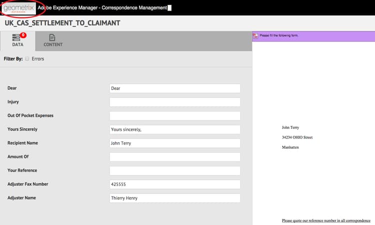 Customize create correspondence UI | Adobe Experience Manager