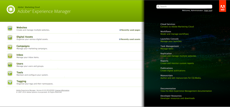 Customizing the Welcome Console (Classic UI) | Adobe Experience Manager