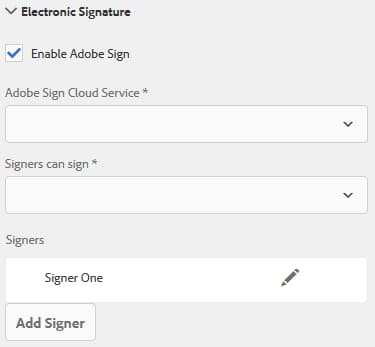 Using Adobe Sign in an adaptive form | Adobe Experience Manager