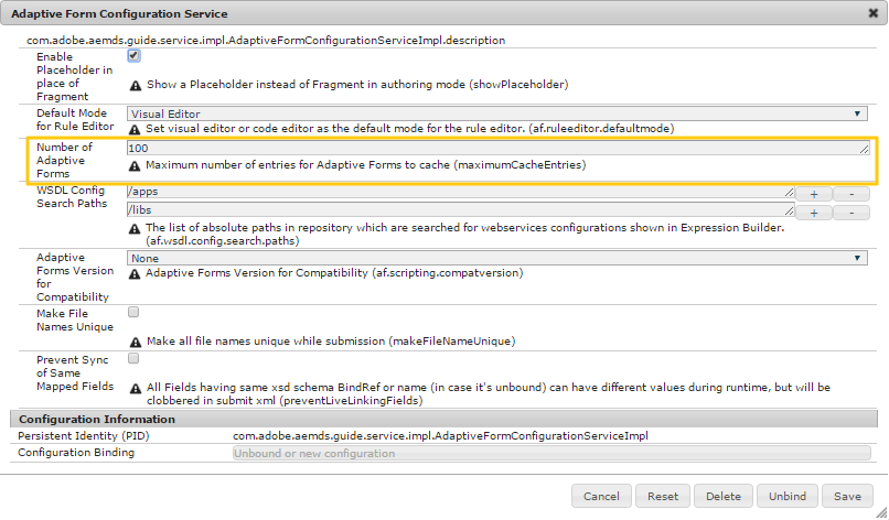 Configure adaptive forms cache | Adobe Experience Manager