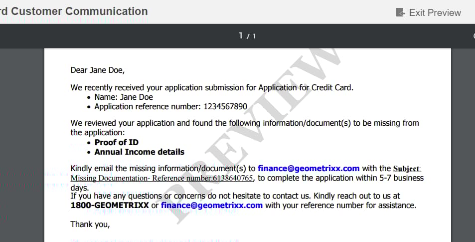 Custom watermark in letter PDF preview | Adobe Experience Manager
