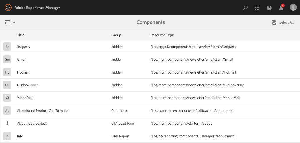 Components Console | Adobe Experience Manager