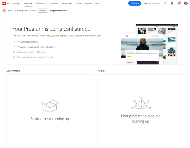 Creating Sandbox Programs | Adobe Experience Manager