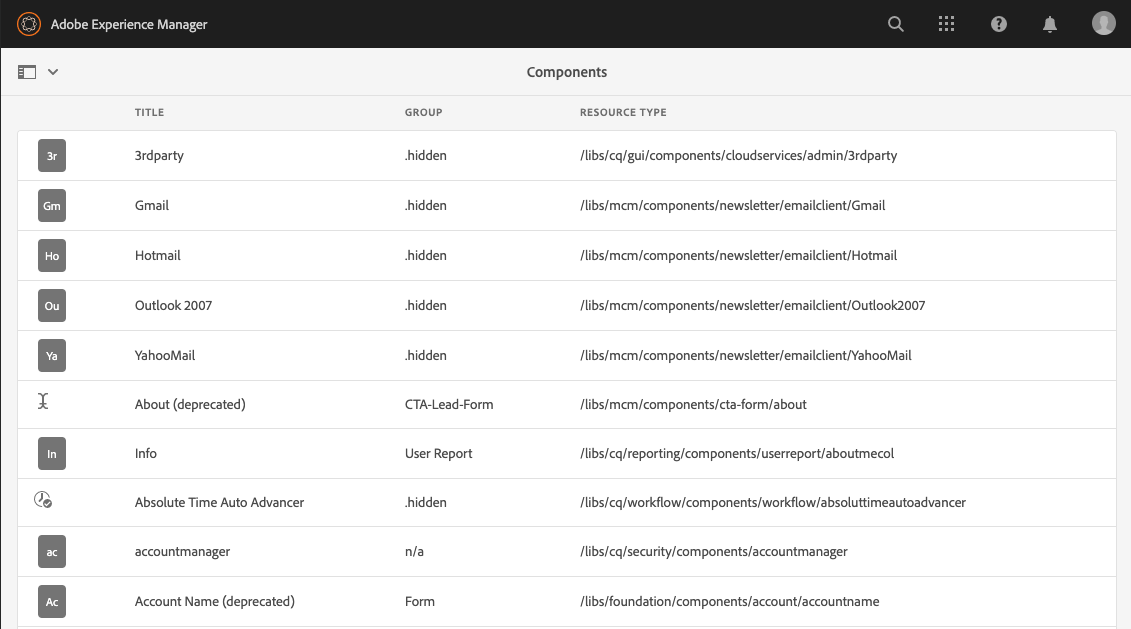 Components Console | Adobe Experience Manager