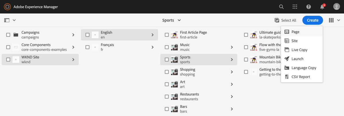 Creating Pages | Adobe Experience Manager