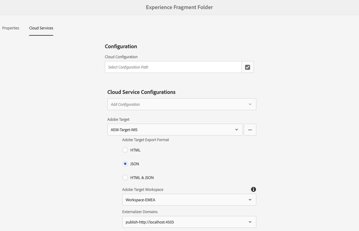 Exporting Experience Fragments to Adobe Target | Adobe Experience Manager