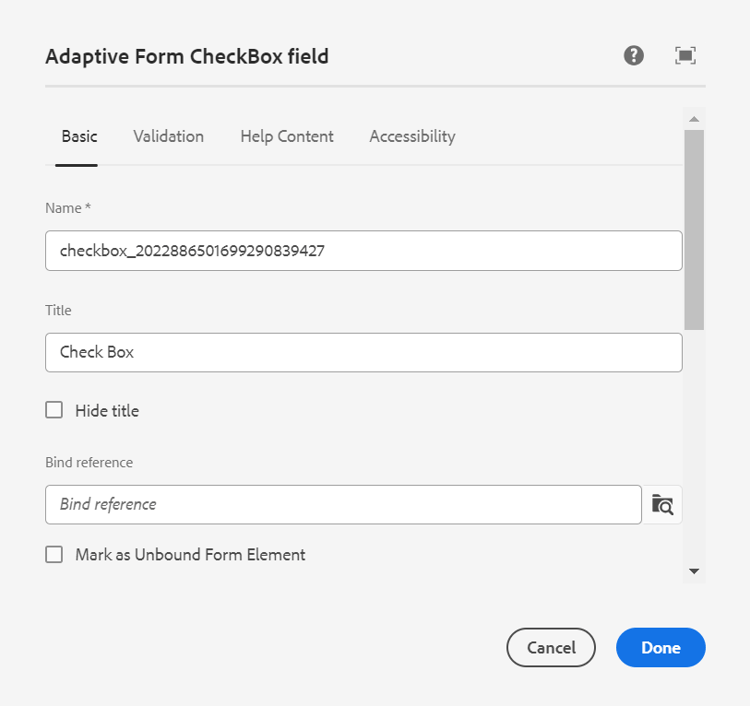 Adaptive Forms Core Component - Checkbox | Adobe Experience Manager