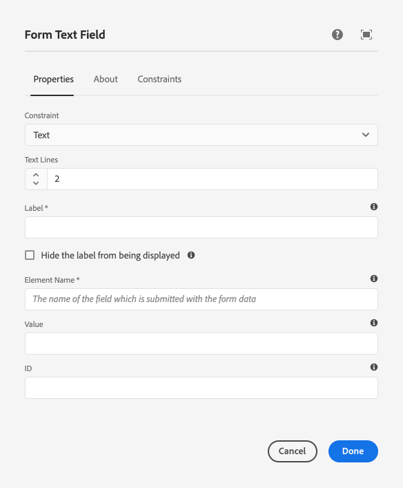 Form Text Component | Adobe Experience Manager
