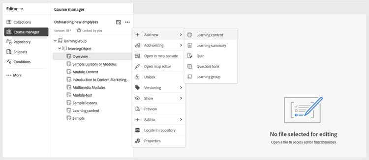 Create Learning content | Adobe Experience Manager