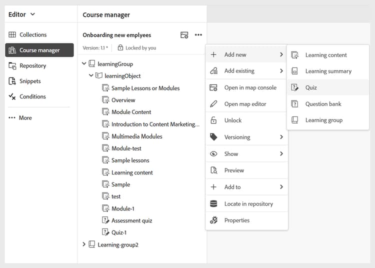 Create Quiz | Adobe Experience Manager