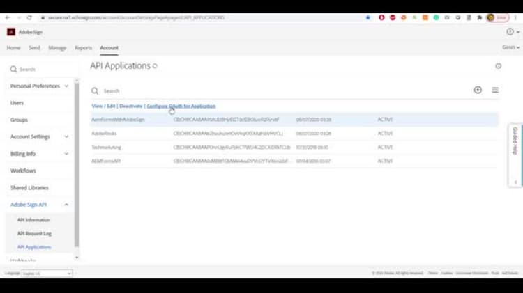 Create Acrobat Sign API Application | Adobe Experience Manager