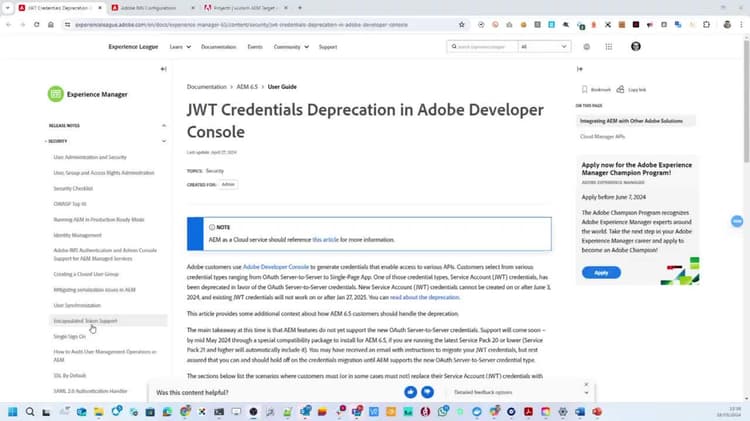 JWT-To-OAuth credential migration for AEM | Adobe Experience Manager
