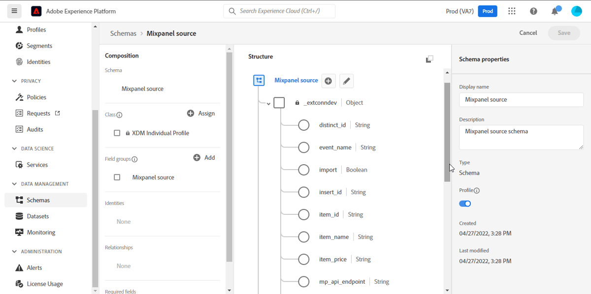 Preview the Retail Sales Schema and Dataset | Adobe Experience Platform