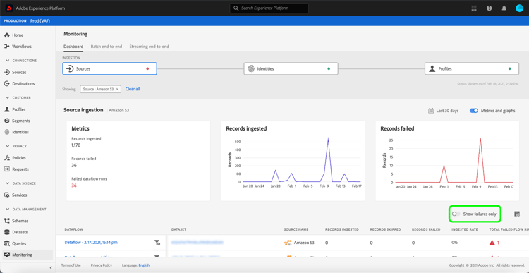 Monitor Dataflows for Sources in the UI | Adobe Experience Platform