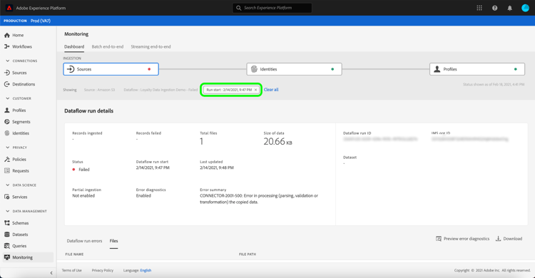 Monitor Dataflows for Sources in the UI | Adobe Experience Platform