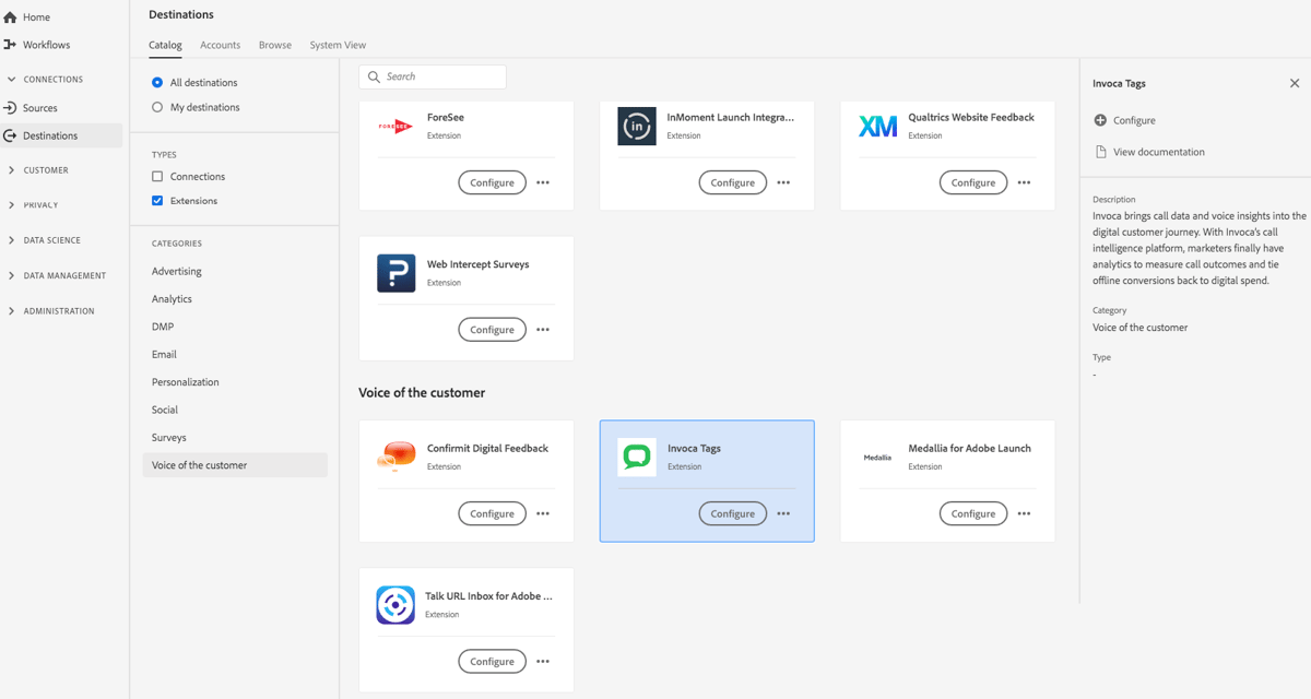Invoca Tags extension | Adobe Experience Platform