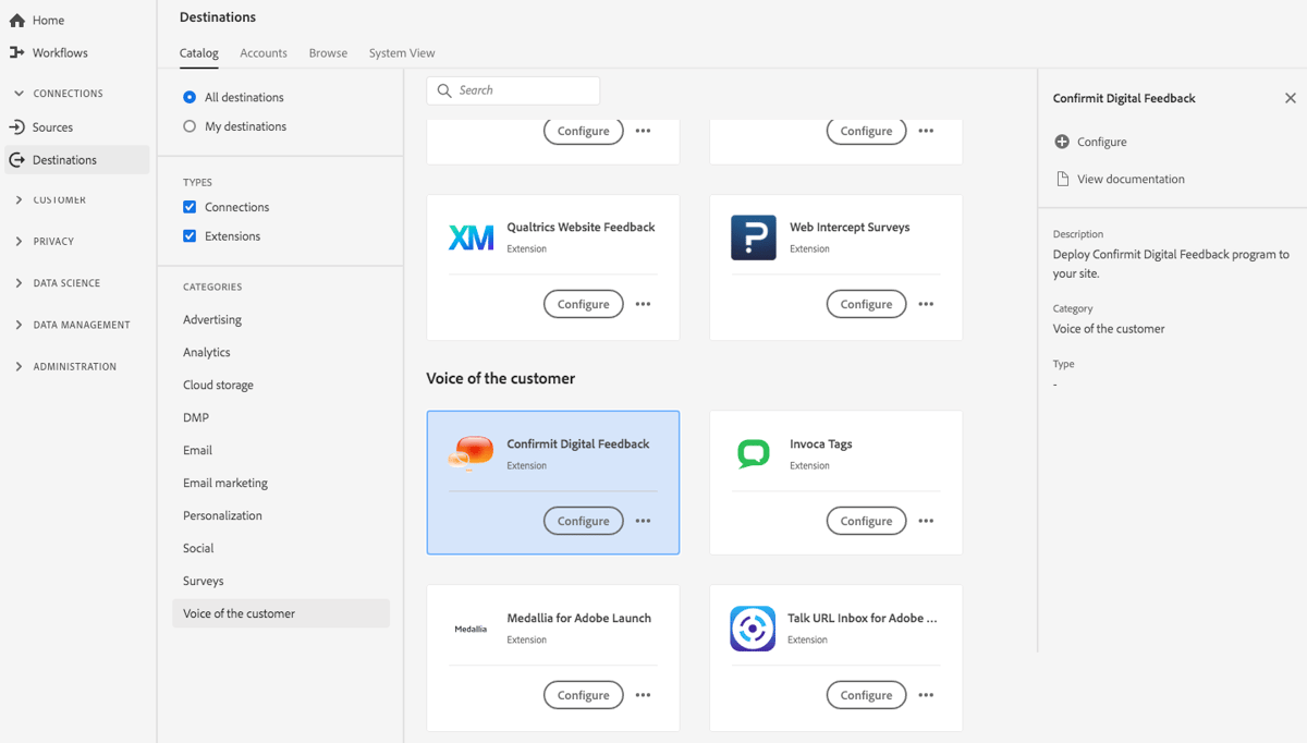 Confirmit Digital Feedback extension | Adobe Experience Platform